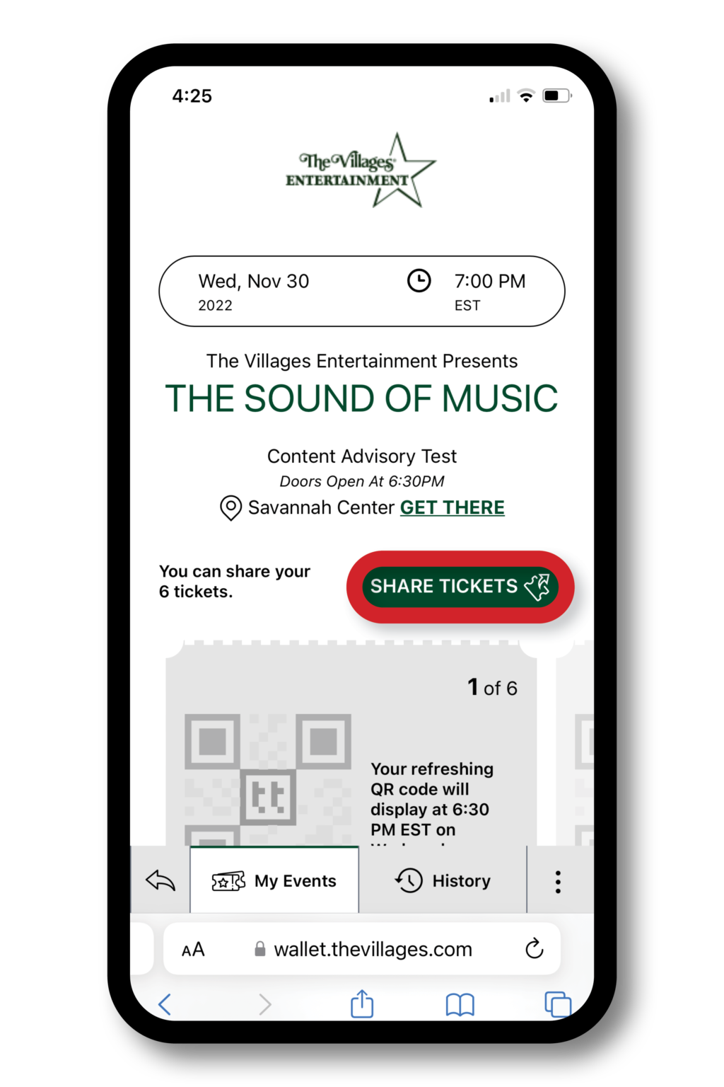 Ticket Wallet - The Villages Entertainment