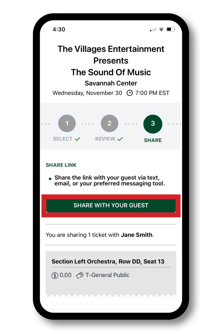 Ticket Wallet - The Villages Entertainment